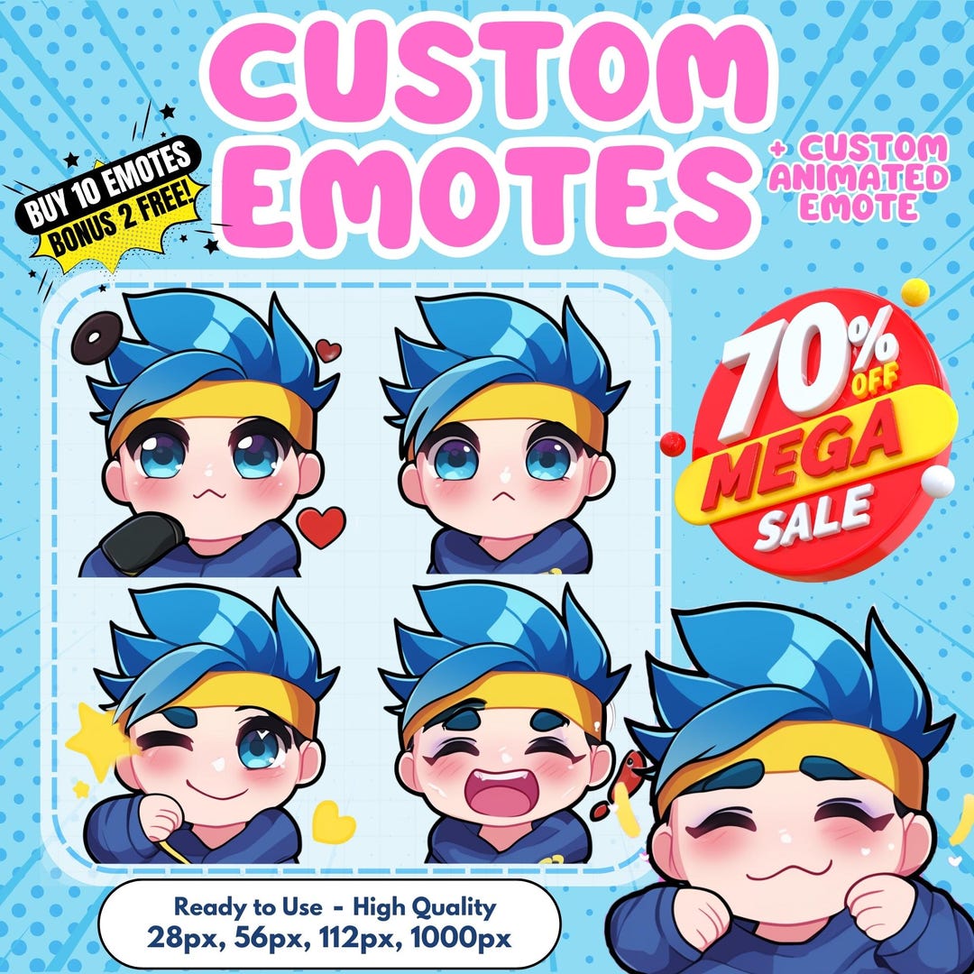 Custom Twitch Emotes, Animated Emotes, Vtuber Emotes, Kick Emotes, Sub ...