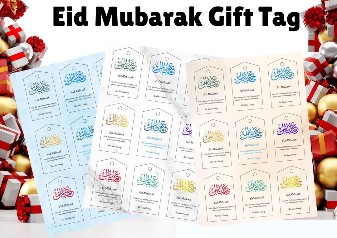 Personalized Eid Gift Tags | Custom Eid Mubarak Favor Tags | Printable ...