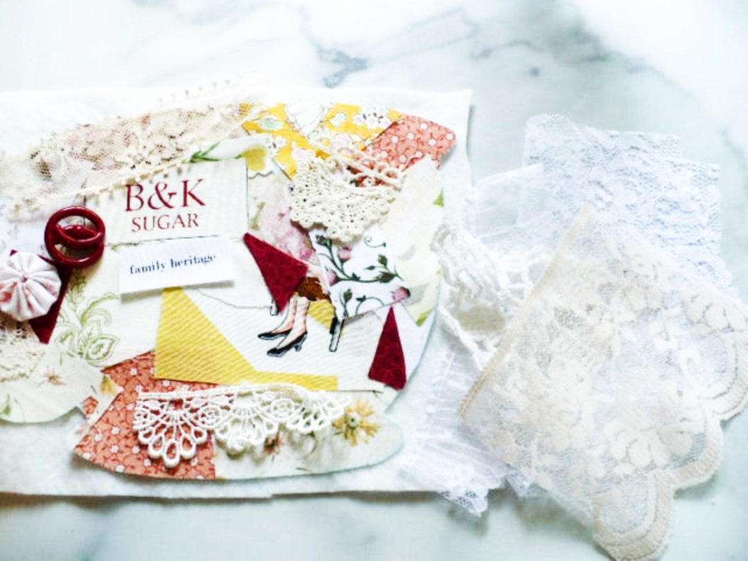 Tea Cup Fabric Collage Patch: Slow Stitch Embellishment (6x7 Inches) - Etsy