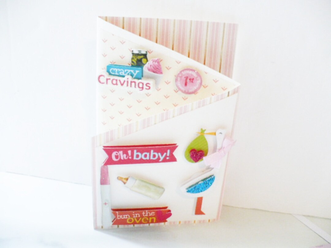 Handmade Baby Girl Announcement Card: 3D Trifold New Mom Gift - Etsy