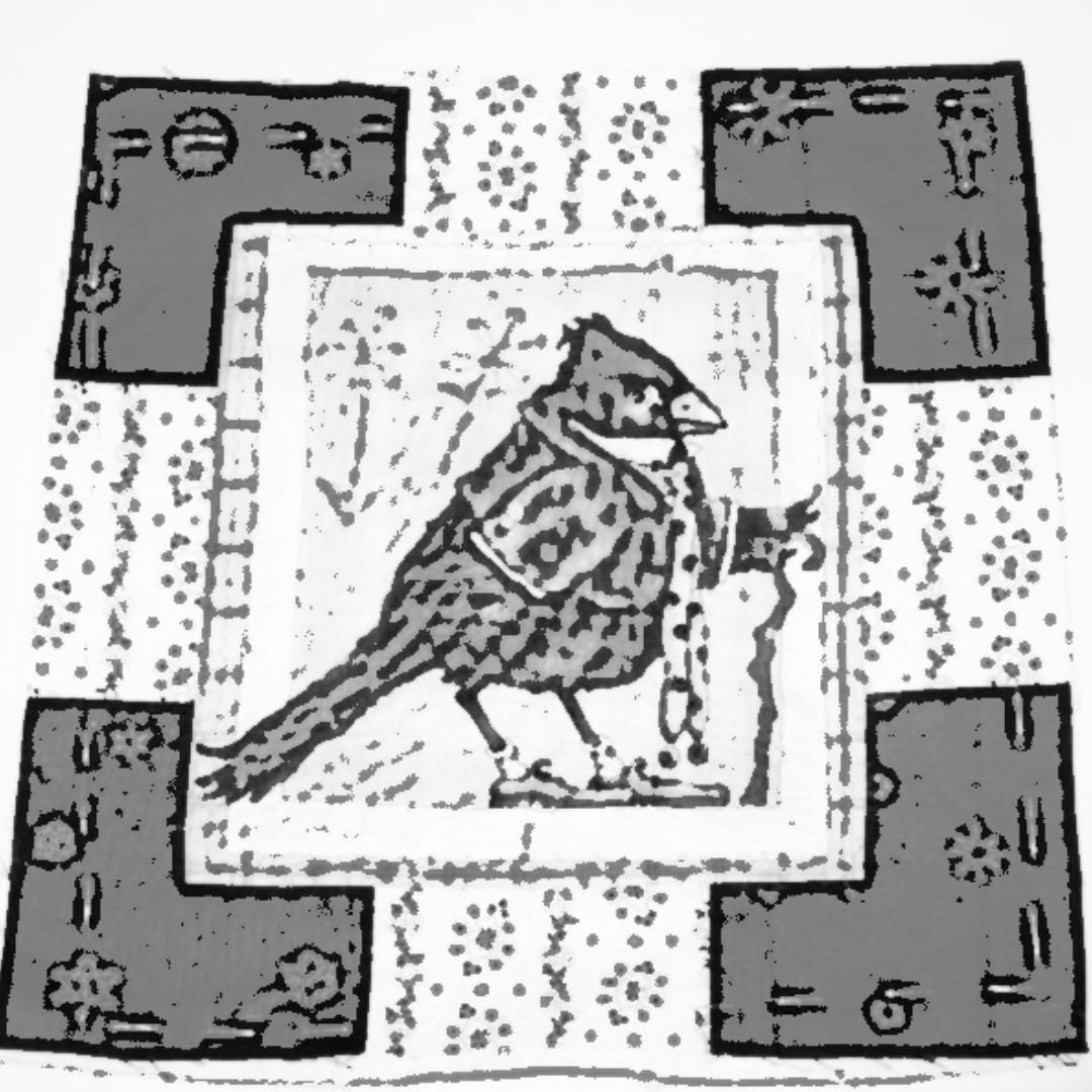 Linocut Bird Design Cross Stitch Pattern Digital Download Collage ...