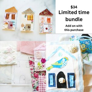Tiny House Slow Stitch Kit: Applique Pattern, Fabric & Vintage Button ...
