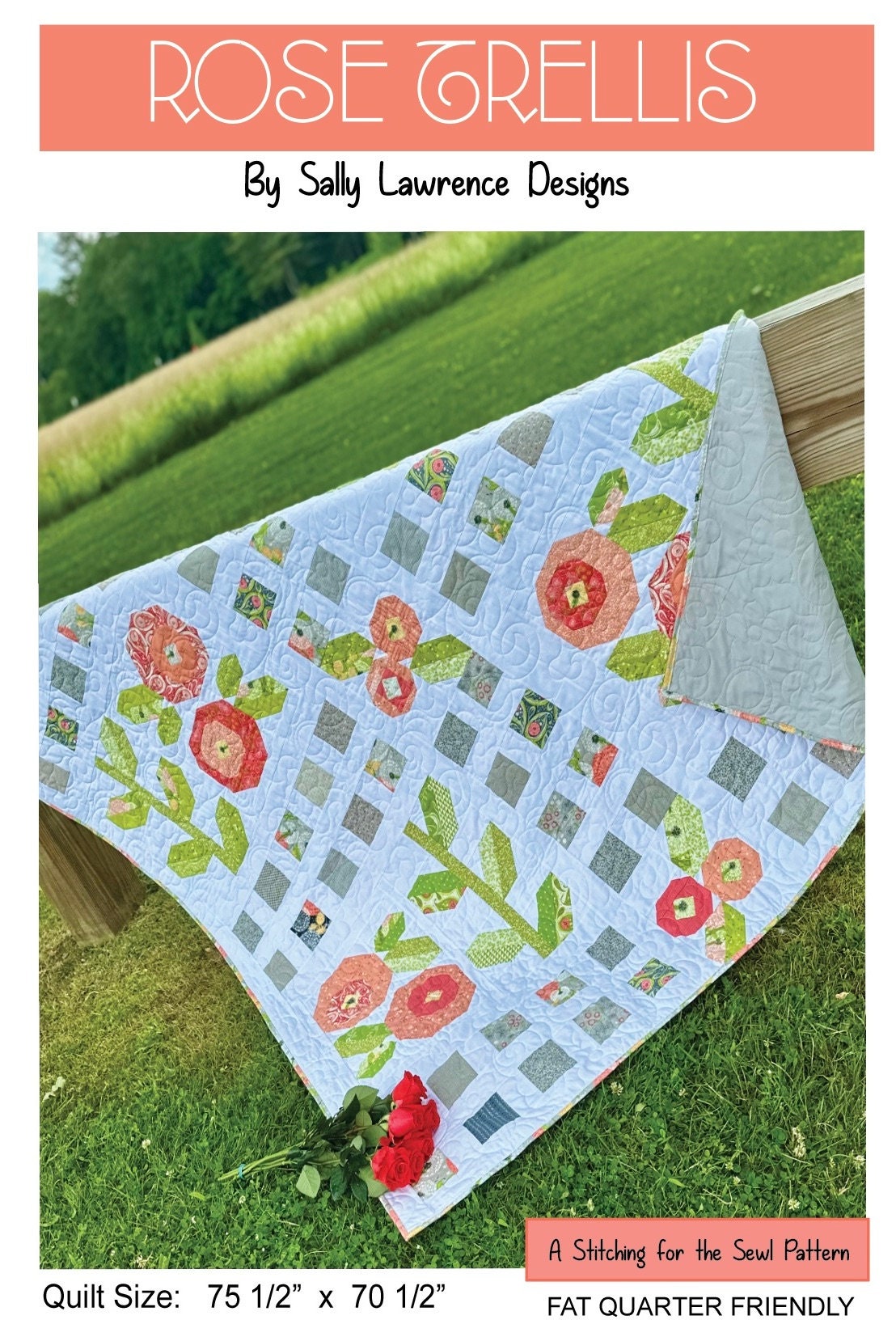 Rose Trellis Quilt Pattern. Easy to Piece. Stitch and Flip Method ...