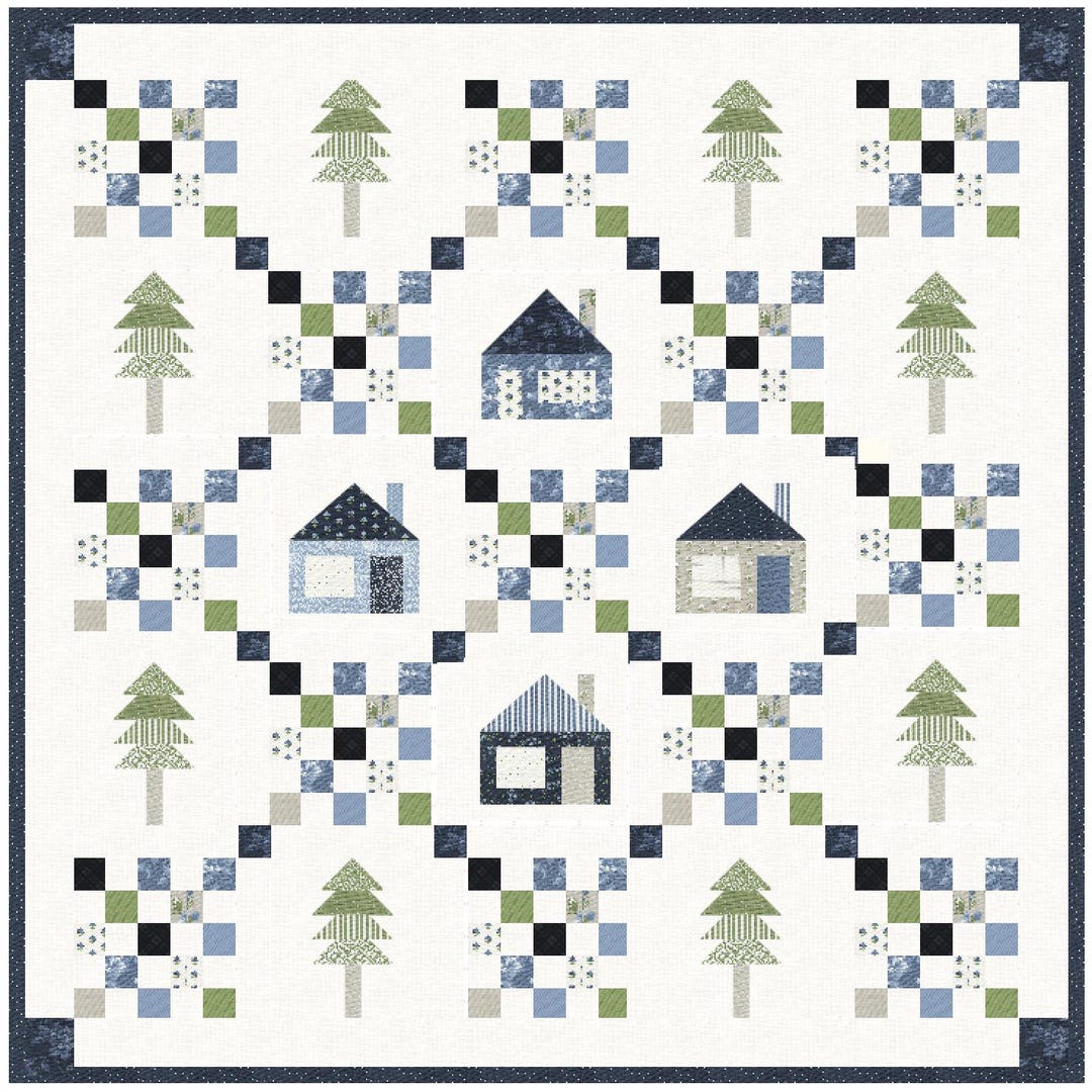Cabin in the Woods Sewing and Quilt Pattern, House/cabin, Trees, Easy ...