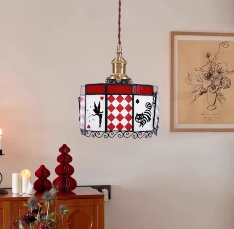 Alice in Wonderland Inspired Pendant Lamp - Handmade Brass and Glass ...