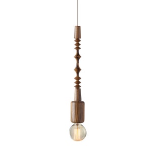 Artisan Walnut Wood Pendant Light - Rustic Contemporary Wooden Hanging ...