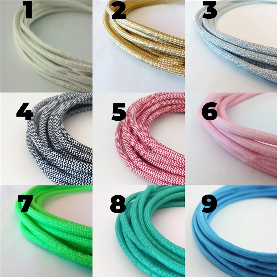 Custom Color Fabric and Braided Light Cords - 60 Inch Length, Multiple ...
