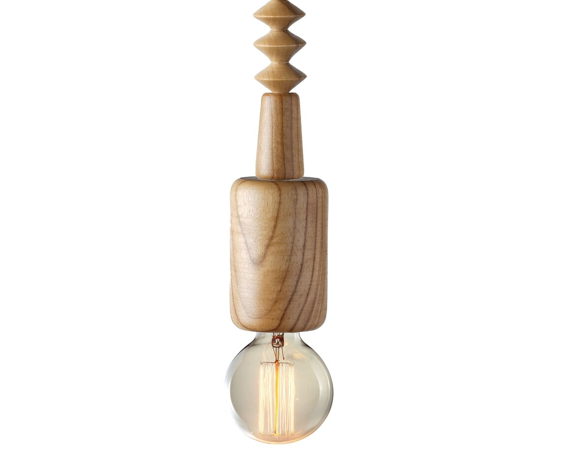 Handcrafted Walnut Wood Pendant Light Lathe Turned Hanging Lamp - Etsy