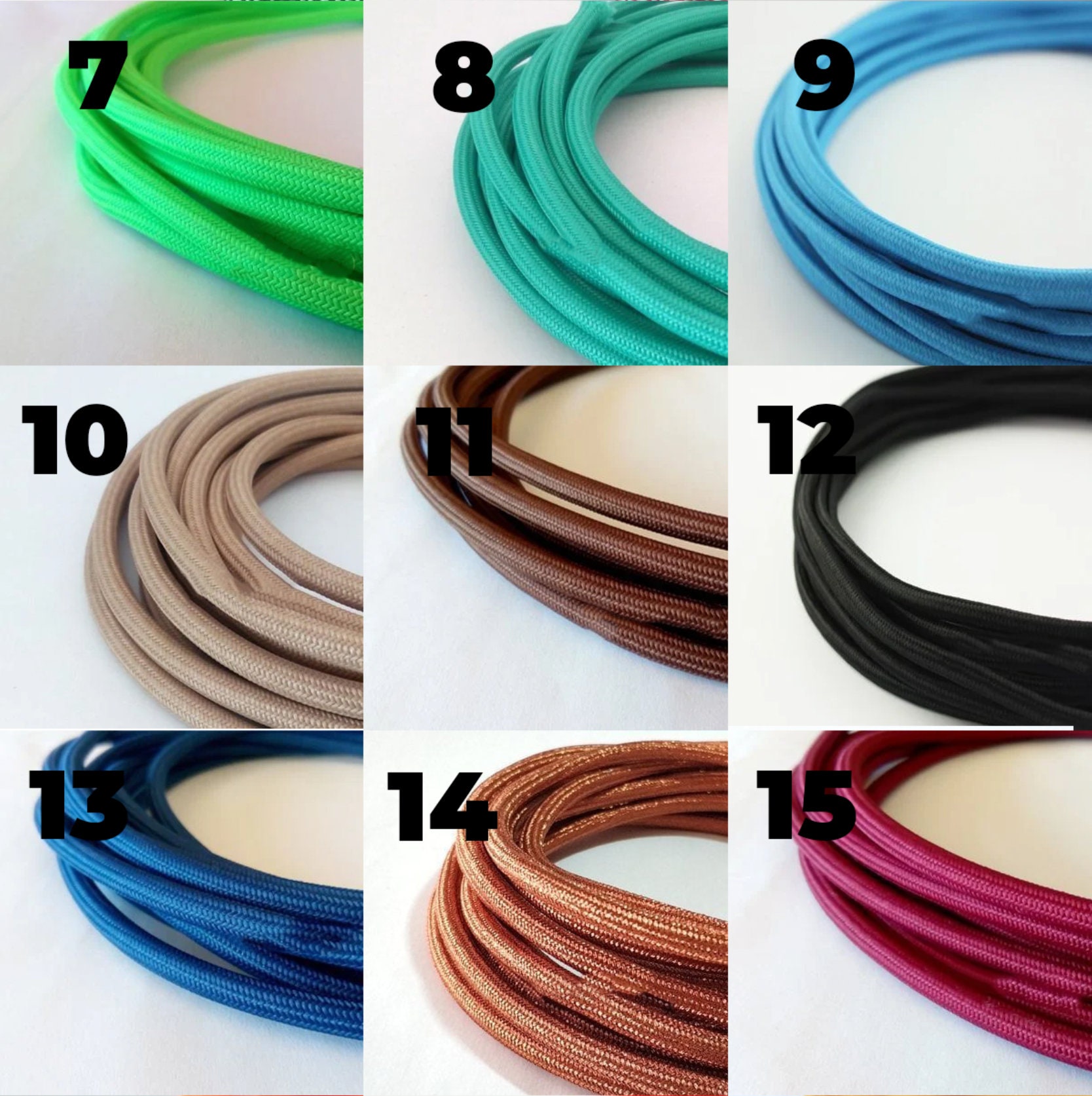 Custom Color Fabric and Braided Light Cords - 60 Inch Length, Multiple ...