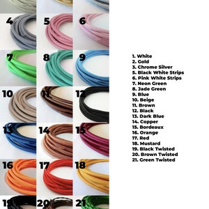 Custom Color Fabric and Braided Light Cords - 60 Inch Length, Multiple ...