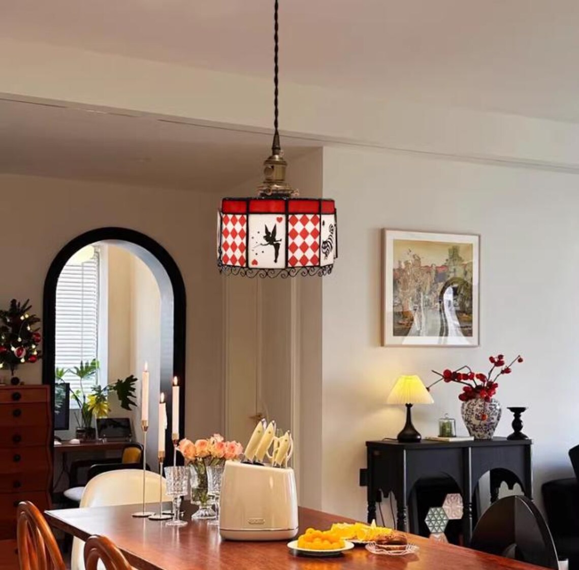 Alice in Wonderland Inspired Pendant Lamp - Handmade Brass and Glass ...