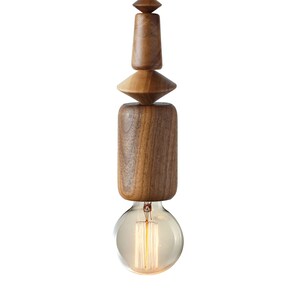 Bespoke Walnut Wood Pendant Lamp - Artisan Lathe Turned Lighting - Etsy