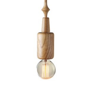 Handcrafted Walnut Wood Hanging Light - Unique Lathe Turned Pendant ...