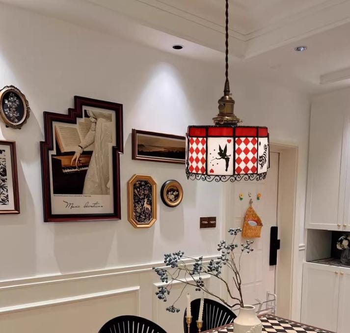 Alice in Wonderland Inspired Pendant Lamp - Handmade Brass and Glass ...