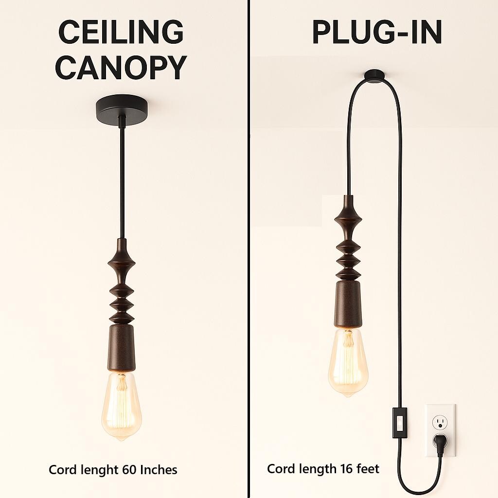 Handcrafted Walnut Wood Hanging Light - Unique Lathe Turned Pendant ...