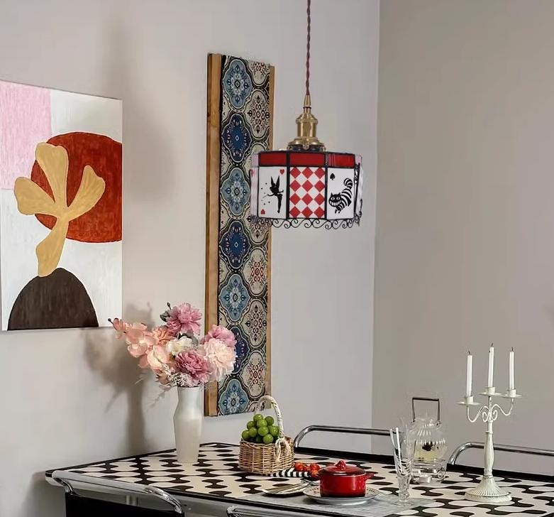Alice in Wonderland Inspired Pendant Lamp - Handmade Brass and Glass ...