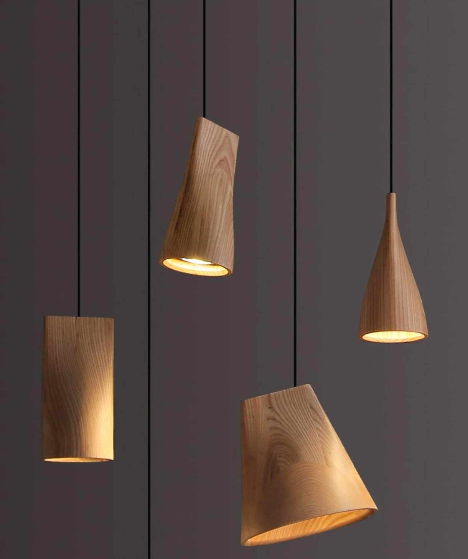 Handmade Walnut Wood Pendant Light: Modern Hanging Lamp - Etsy