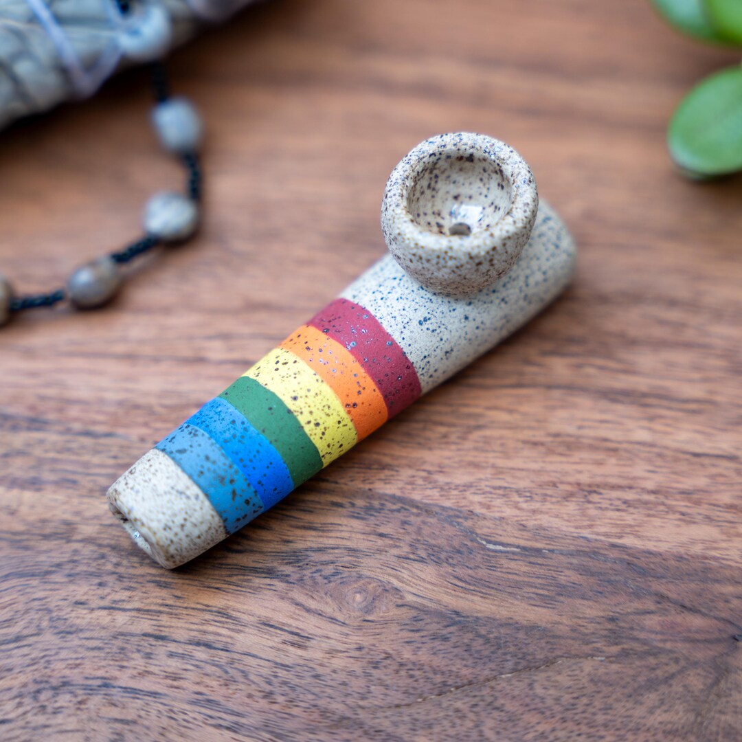Handmade Pottery Smoking Pipe LGBTQ Gay Pride Flag Natural Earthy ...