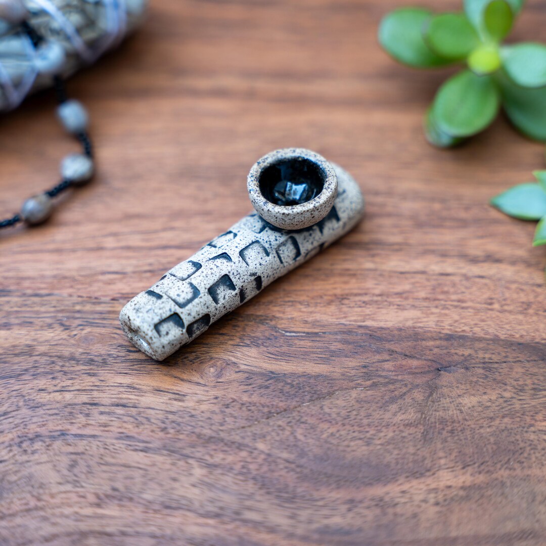 Handmade Pottery Smoking Pipe Speckled Clay Pipe Natural Earthy Gifts ...