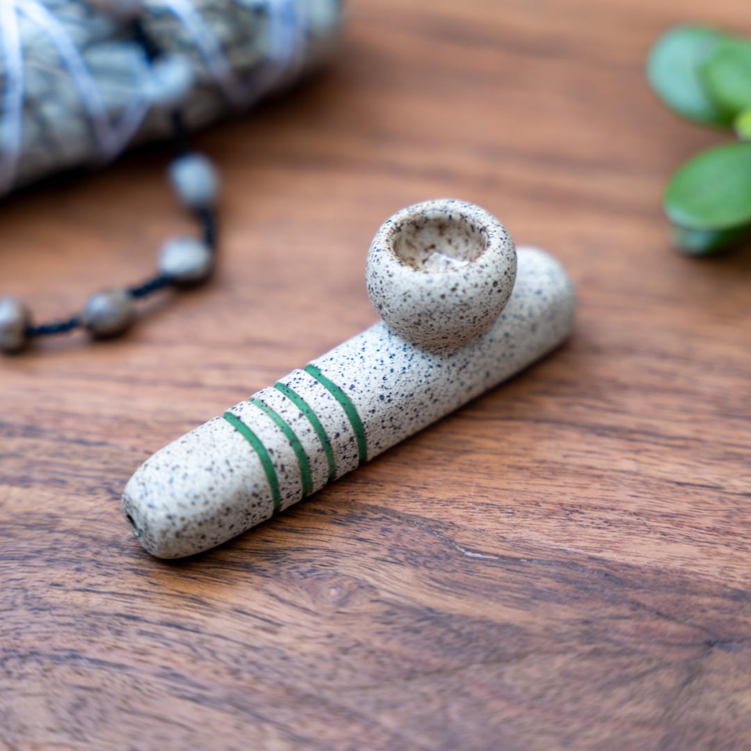 Handmade Pottery Smoking Pipe Speckled Clay Pipe Natural Earthy Gifts ...