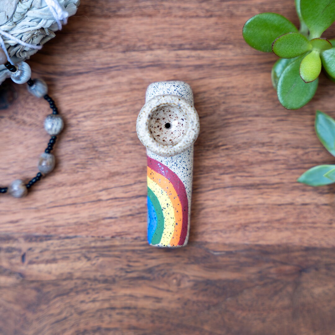 Handmade Pottery Smoking Pipe LGBTQ Gay Pride Flag Natural Earthy ...