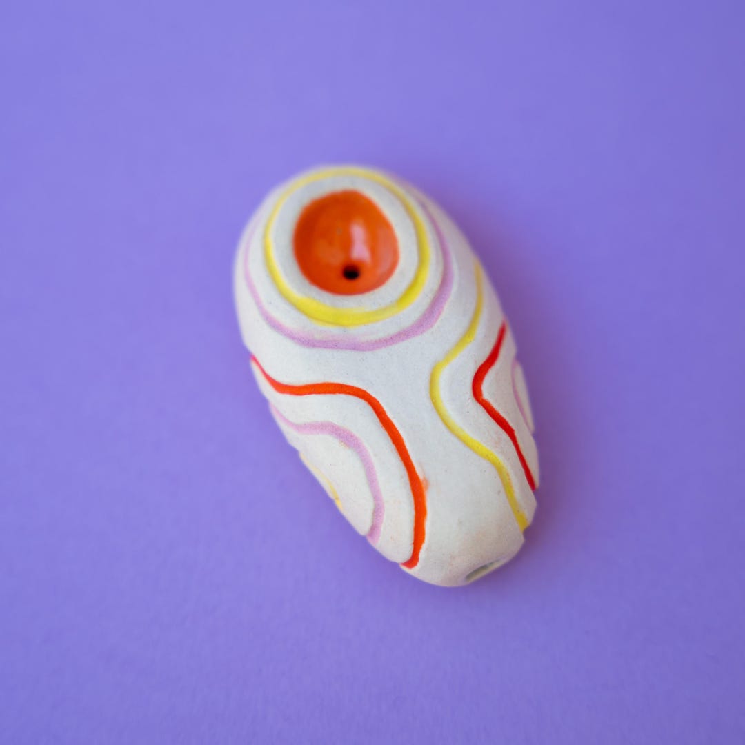 Handmade Small Pottery Smoking Pipe - Hand-painted Clay Pipe - Retro ...