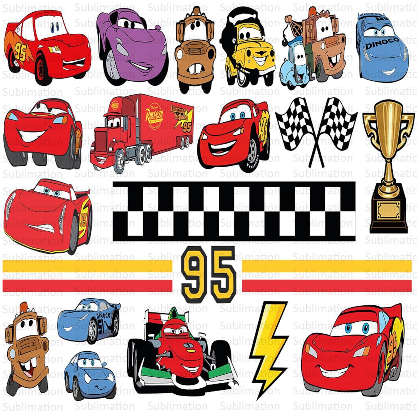Cars SVG Bundle, Mcqueen SVG Bundle, Cut File, Clipart, Cartoon Design ...