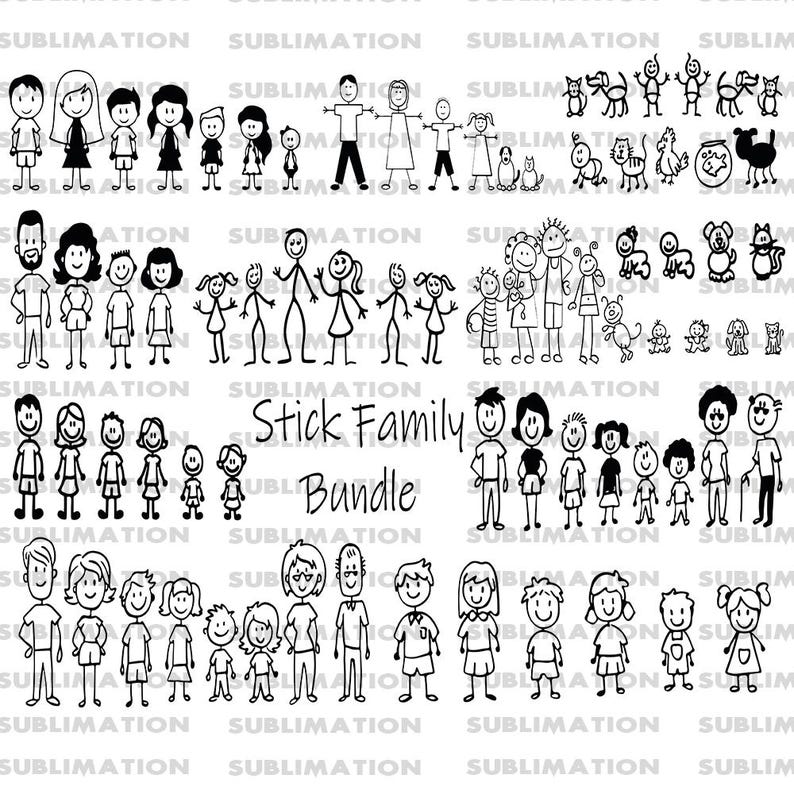Stick Family SVG Bundle, Stick Family PNG, Cut File, Clipart ...