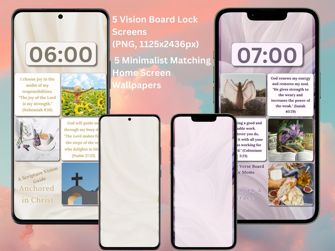 Christian Mom Vision Board Lock Screen Bundle 5 Digital Pngs | Digital ...