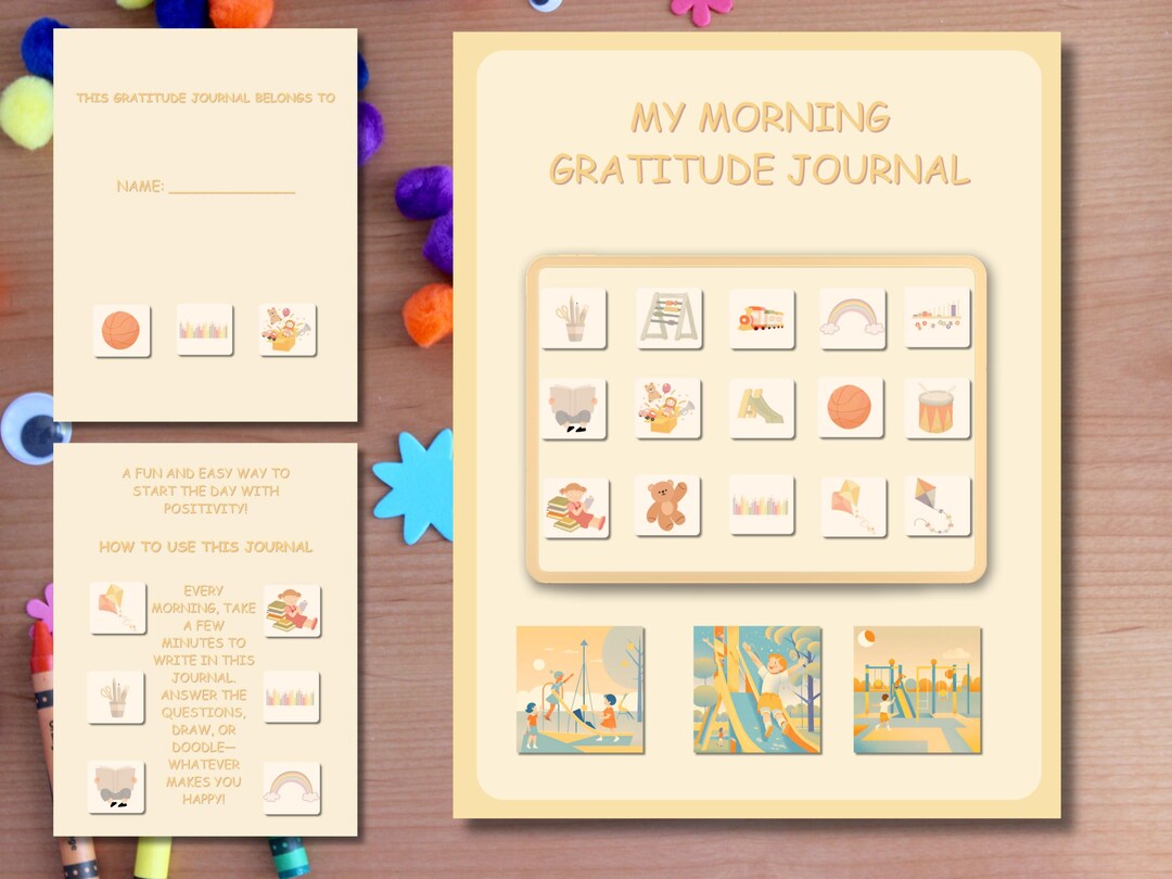 Morning Gratitude Journal for Children,printable DIY Kids Journal ...