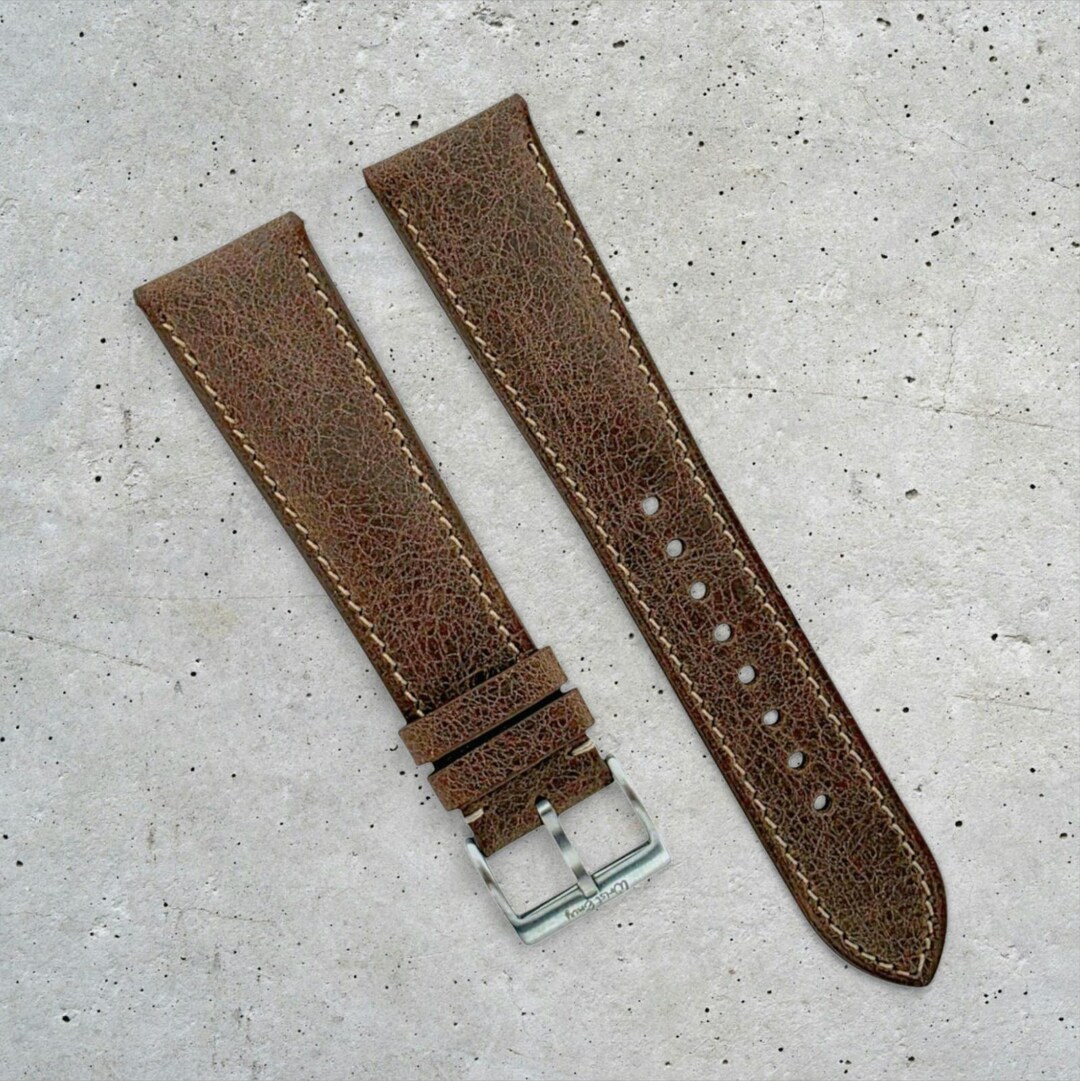 Genuine Full Grain Cracked Tuscan Leather Watch Strap Band Padded 20mm ...