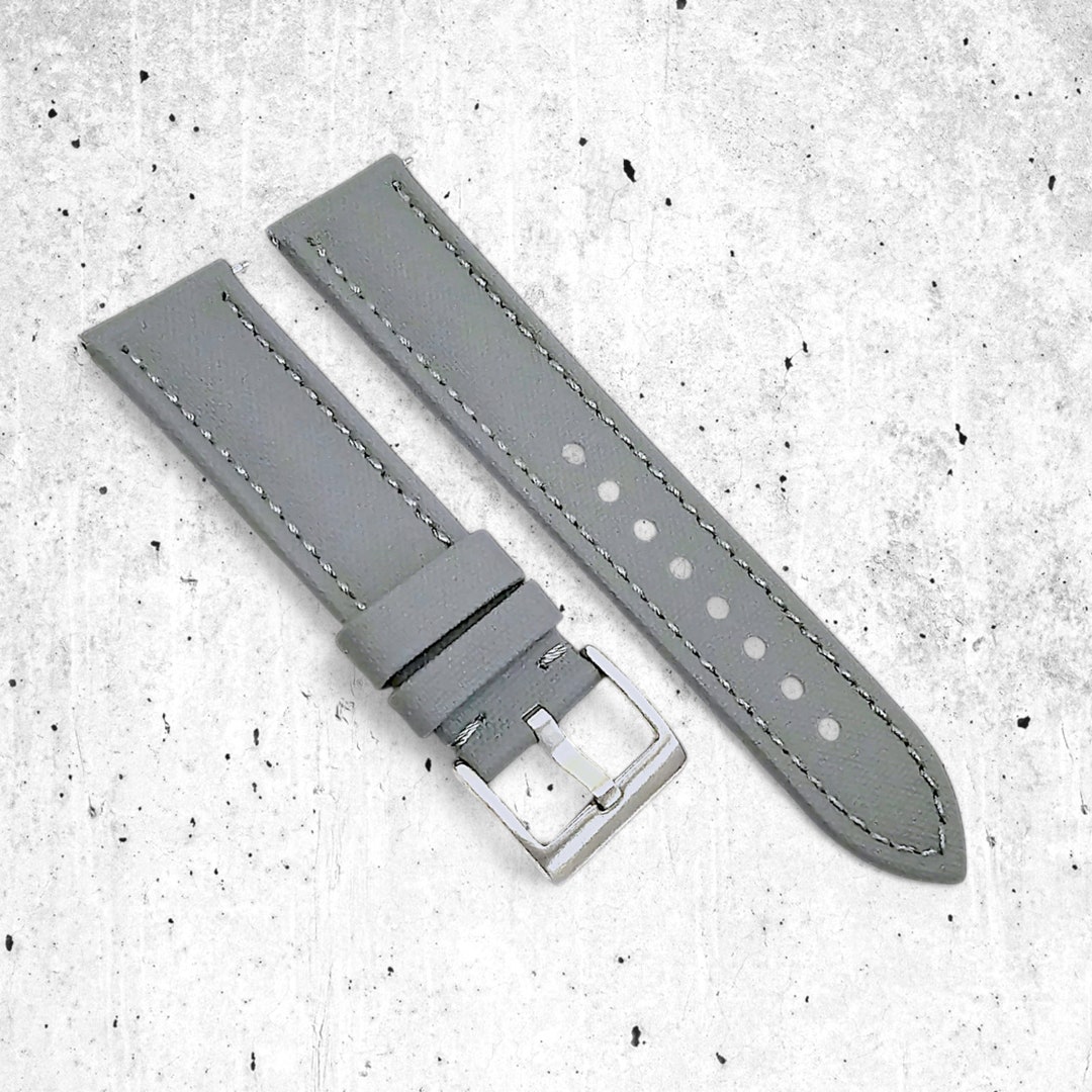 Grey Sailcloth Watch Strap, Waterproof Rubber Backing 20mm 22mm - Etsy