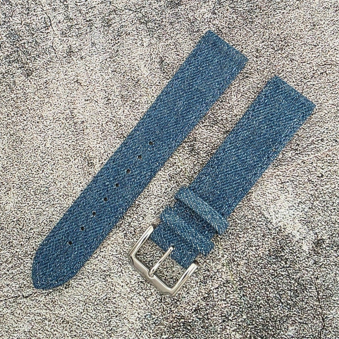 Denim Twill Watch Strap 20mm 22mm, Hand-crafted Leather Back - Etsy