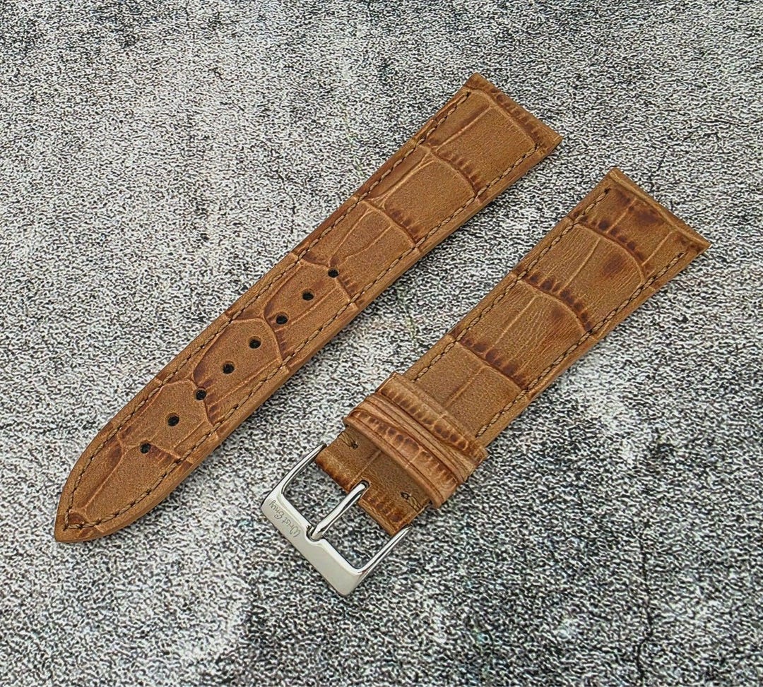 Everglade Gator Print Italian Leather Watch Strap 20mm 22mm Camel Brown ...