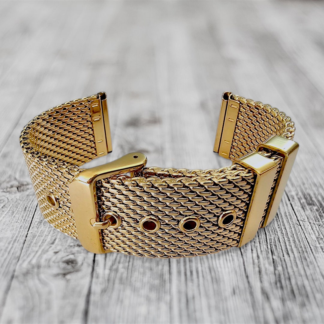 Prestige Gold Plated Shark Mesh 2.5mm Thick Bracelet Watch Strap Band ...