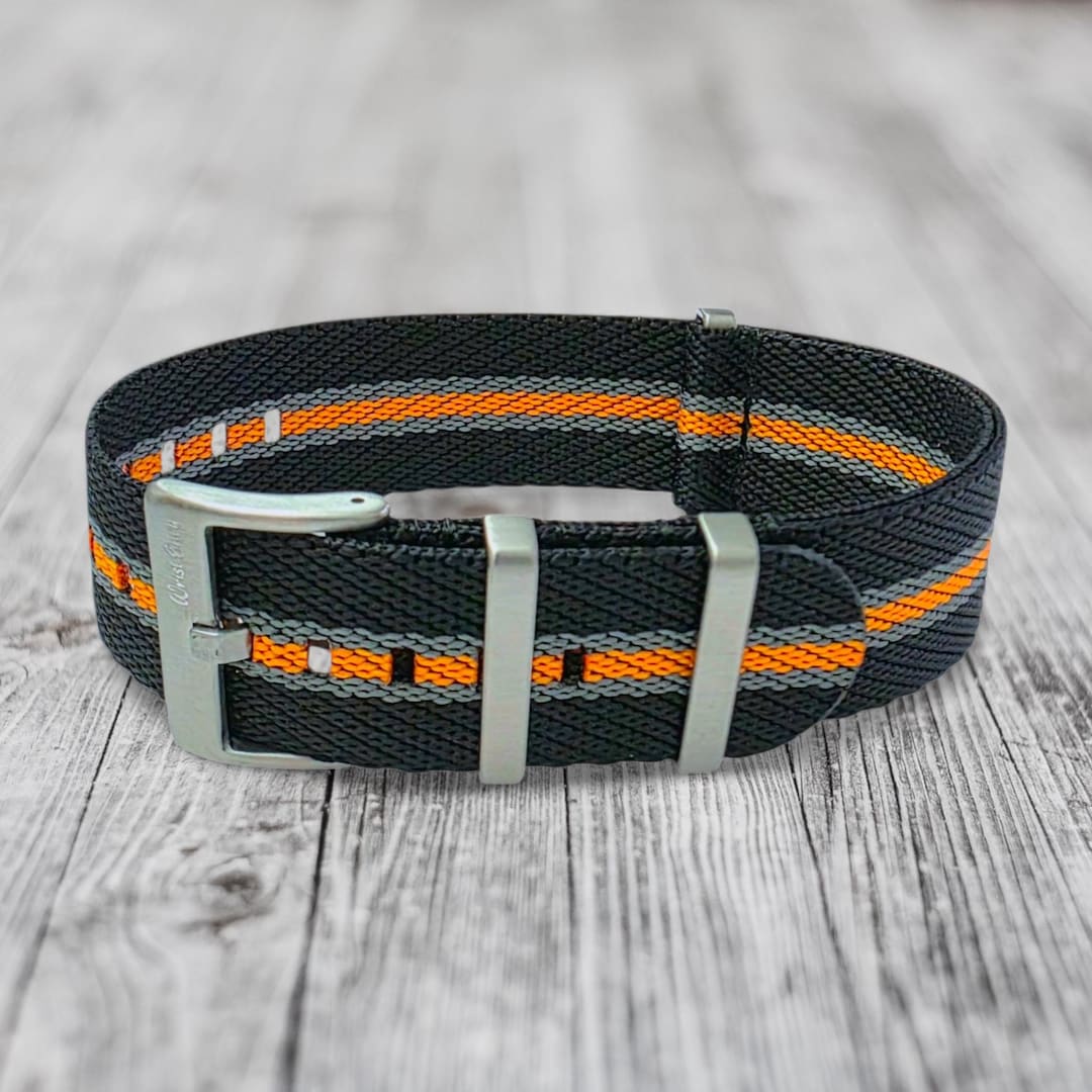 Aeris Flex Nylon Military Watch Strap Black Orange Grey 20mm 22mm - Etsy