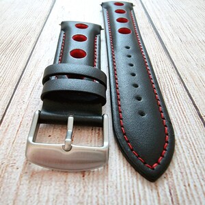 Watch Strap Band Rally Racing Premium Leather Mens 18mm 20mm 22mm 24mm ...