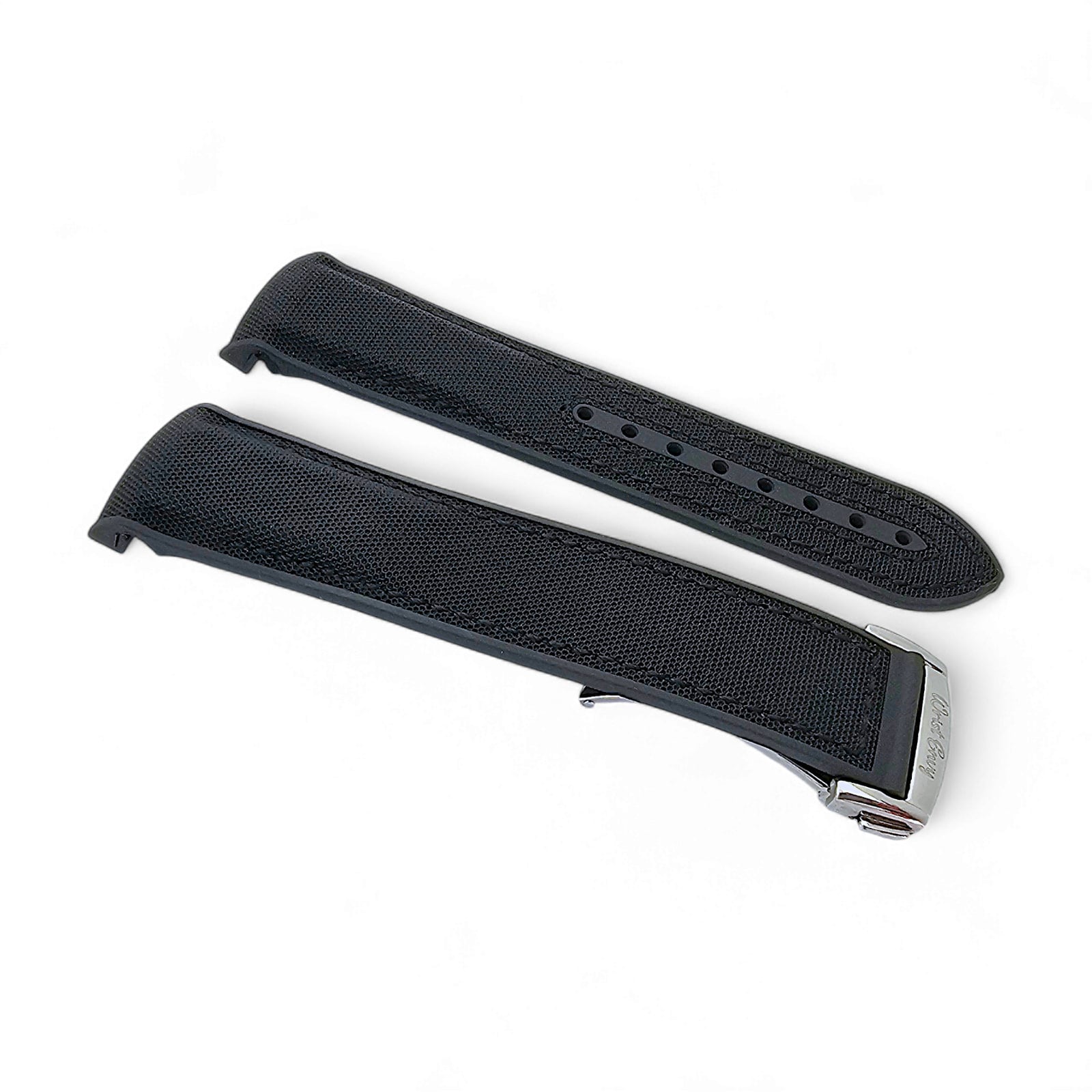 Curved End Hybrid FKM Sailcloth Watch Strap for Omega No Logo 20mm 21mm ...