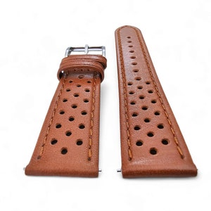 Vintage Leather Rally Racing Watch Strap Band Two Piece Perforated 18 ...