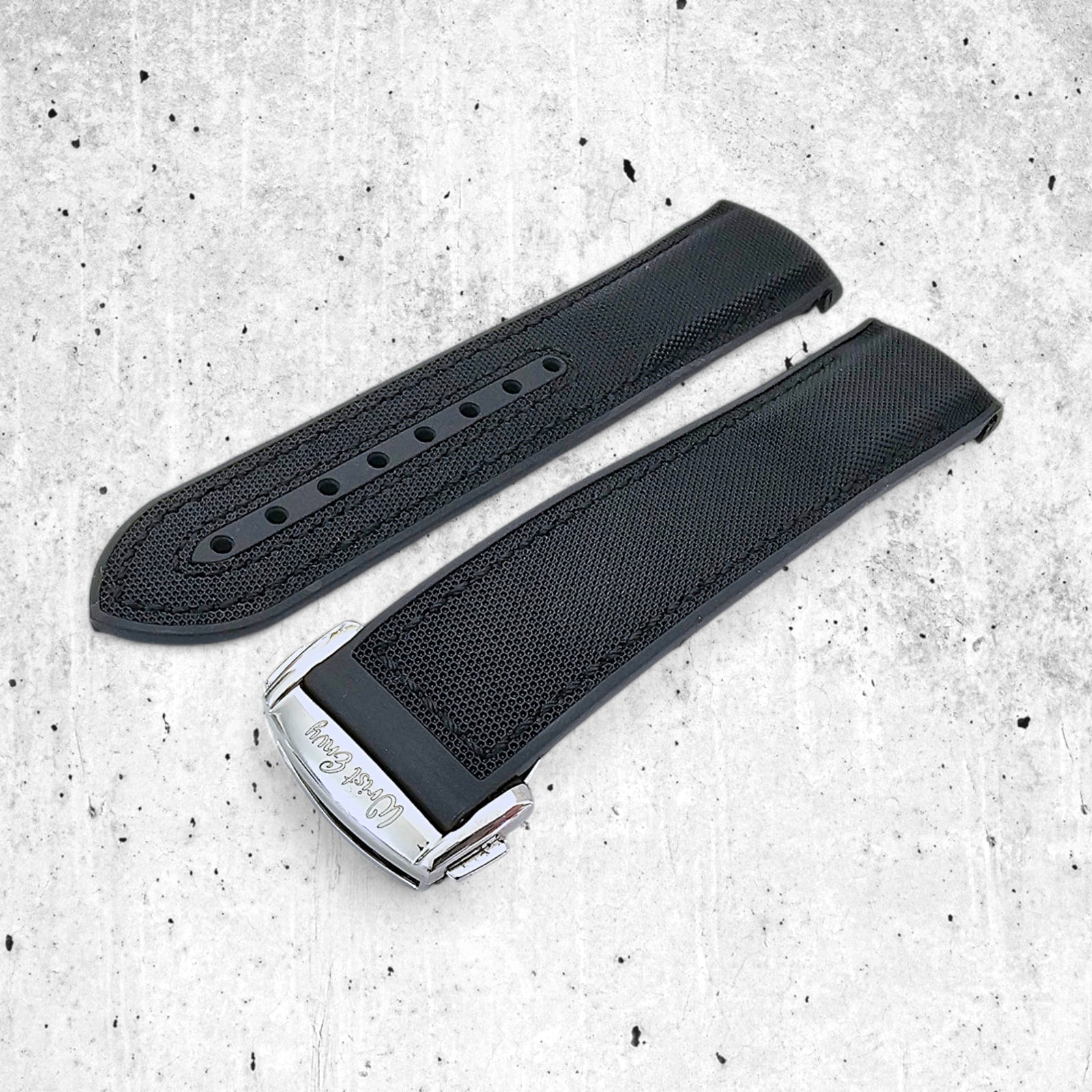 Curved End Hybrid FKM Sailcloth Watch Strap for Omega No Logo 20mm 21mm ...