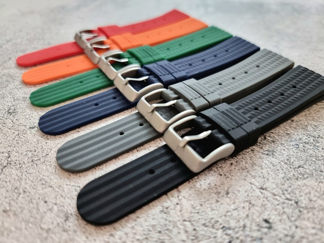 Silicone Rubber Waffle Watch Strap Band Two Piece Quick Release Divers ...