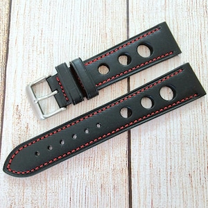 Premium Leather Rally Racing Watch Strap Band Mens 18mm 20mm 22mm 24mm ...