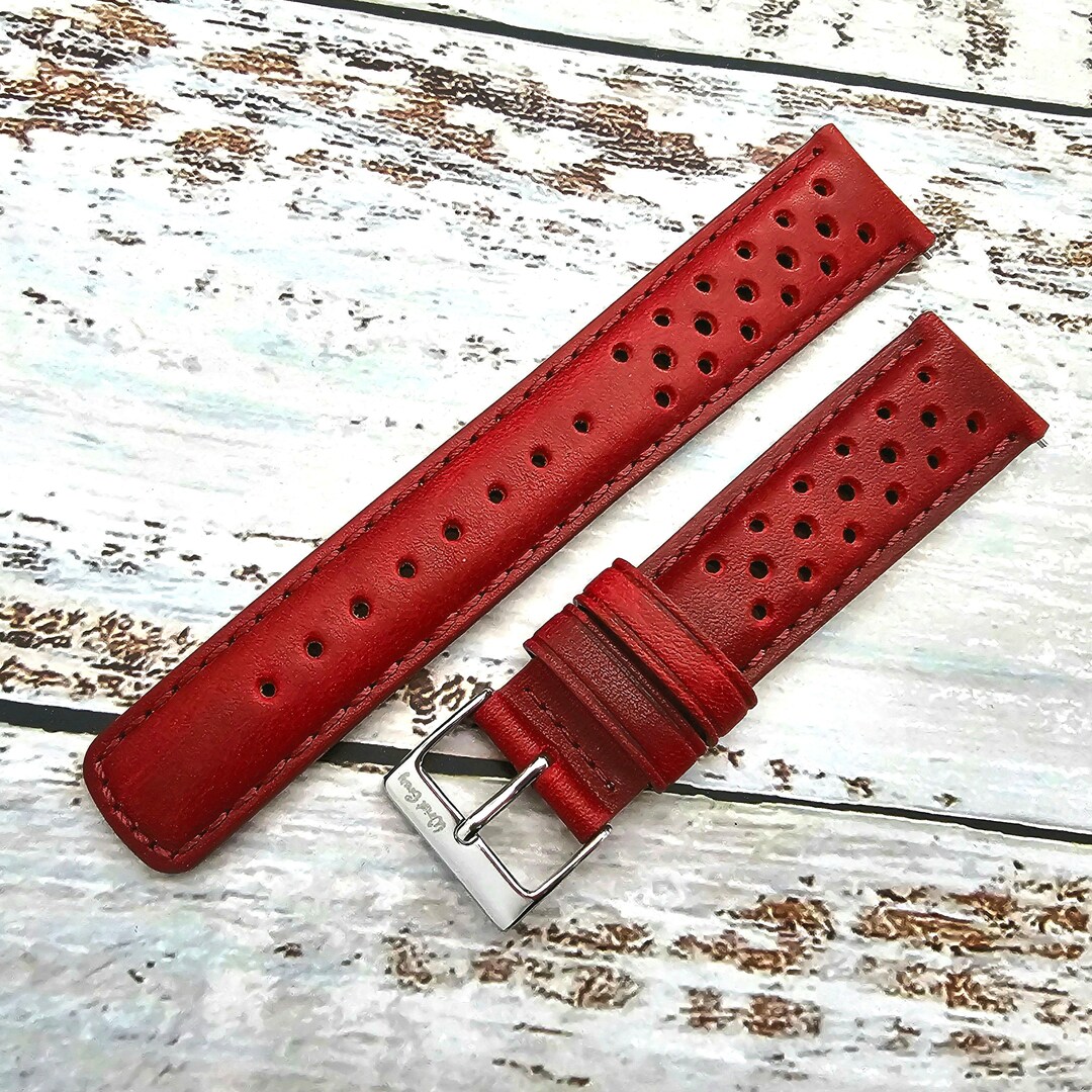 Horween Leather Rally Watch Strap Red 18mm, 20mm, 21mm, 22mm - Etsy