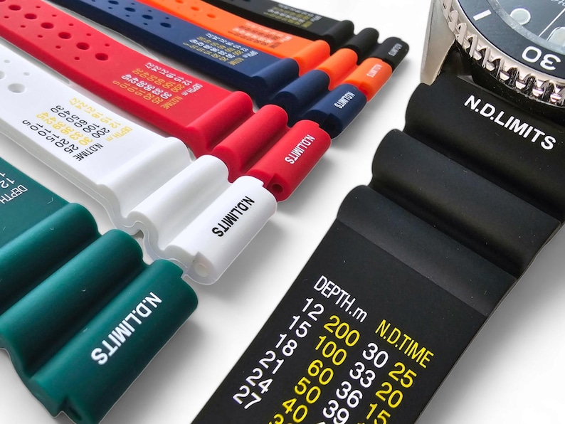 ND Limits Silicone Divers Watch Strap, Rubber Band (20mm 22mm 24mm XL ...