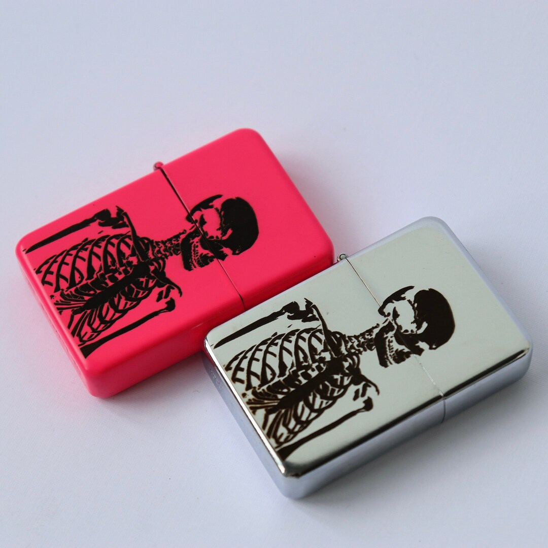 Petrol Lighter With Skeleton Design, Engraved and Personalised - Etsy