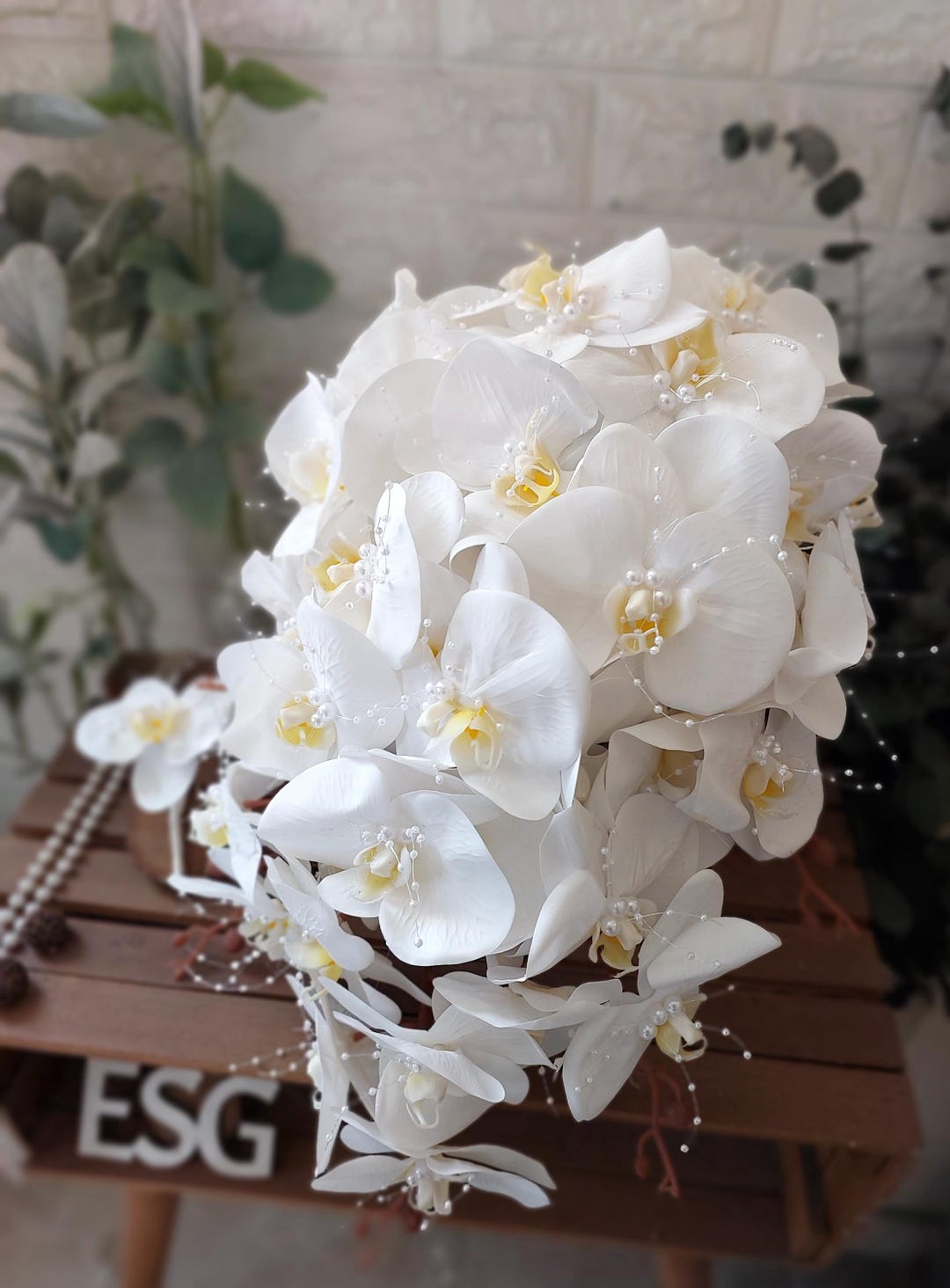 Waterfall Bouquet, Cascading Bouquets Ivory Bridal Bouquet, Bride ...