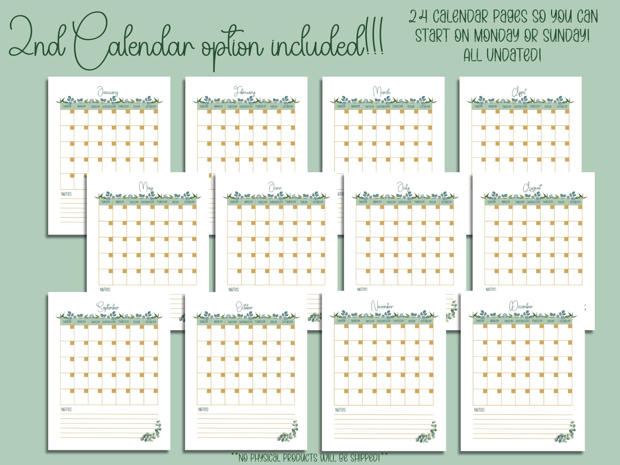 Eucalyptus Daily Life Planner, Monthly Planner, Life Organizer - Etsy