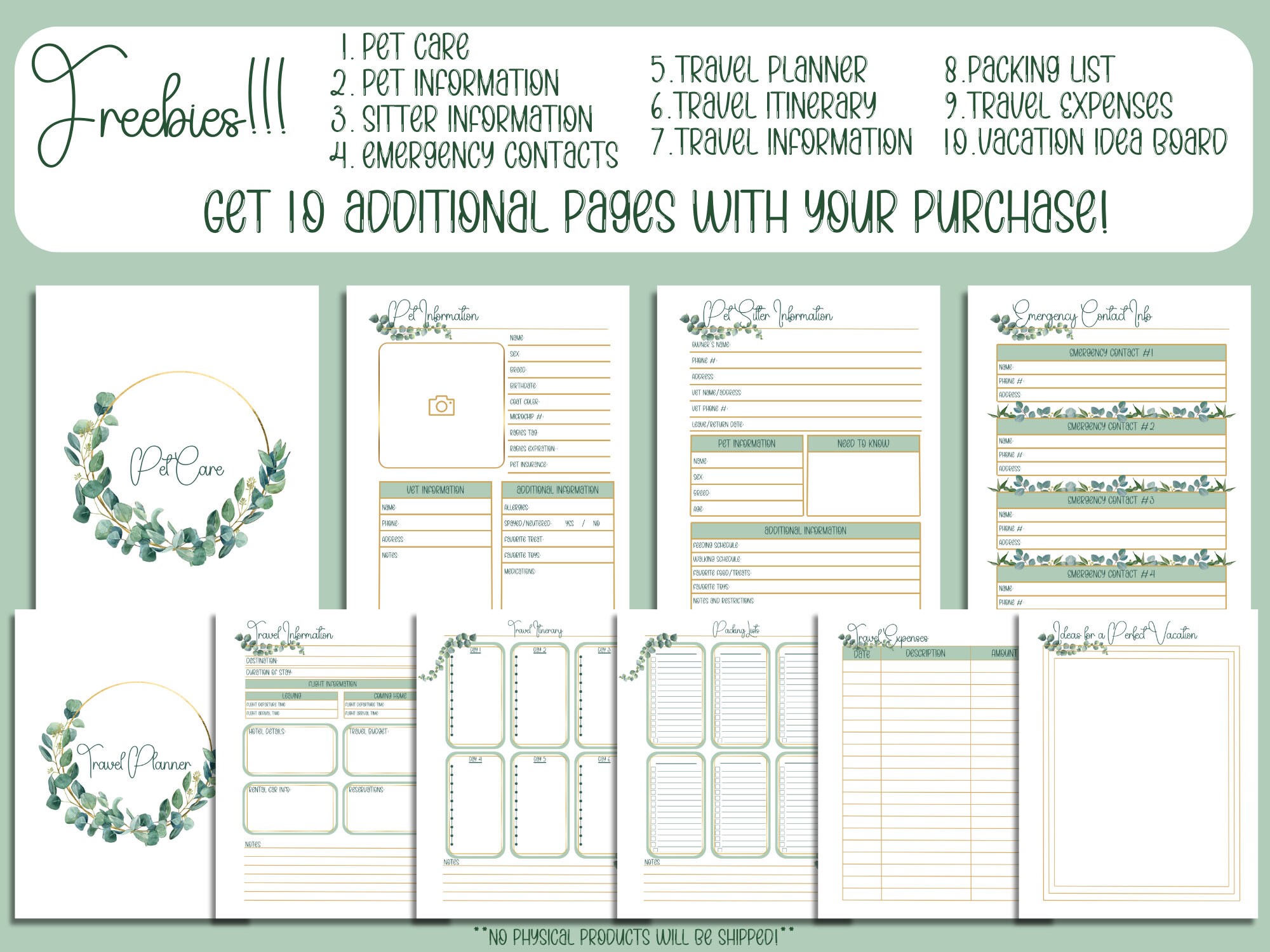 Eucalyptus Daily Life Planner, Monthly Planner, Life Organizer - Etsy