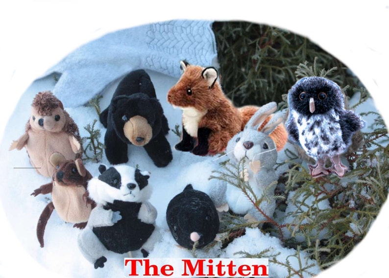 The Mitten Finger Puppet Gift Boxed Set Snow White Mittens & 8 Finger ...