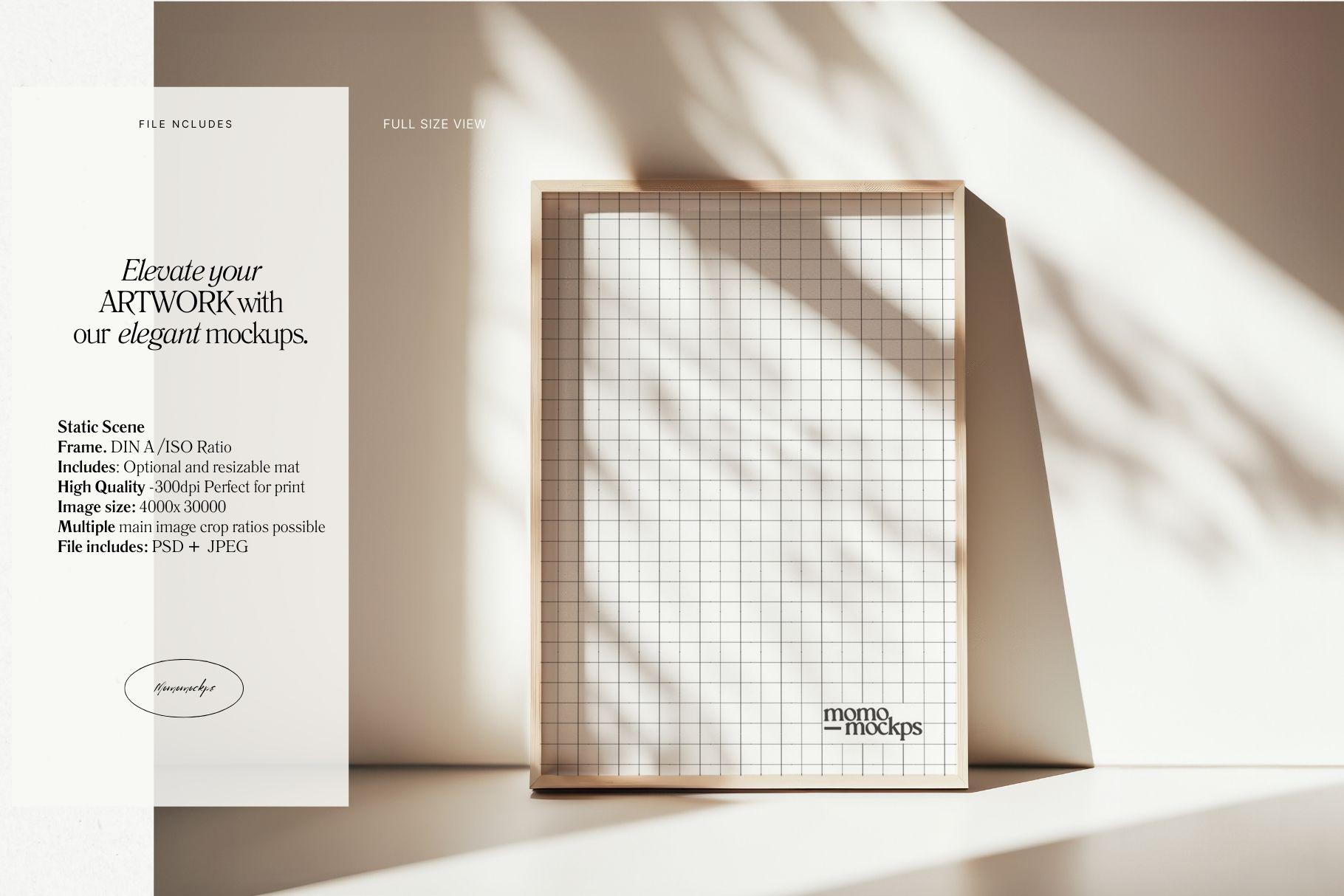Leaning Frame Poster Mockup | Minimal Wood Frame Template for Prints ...